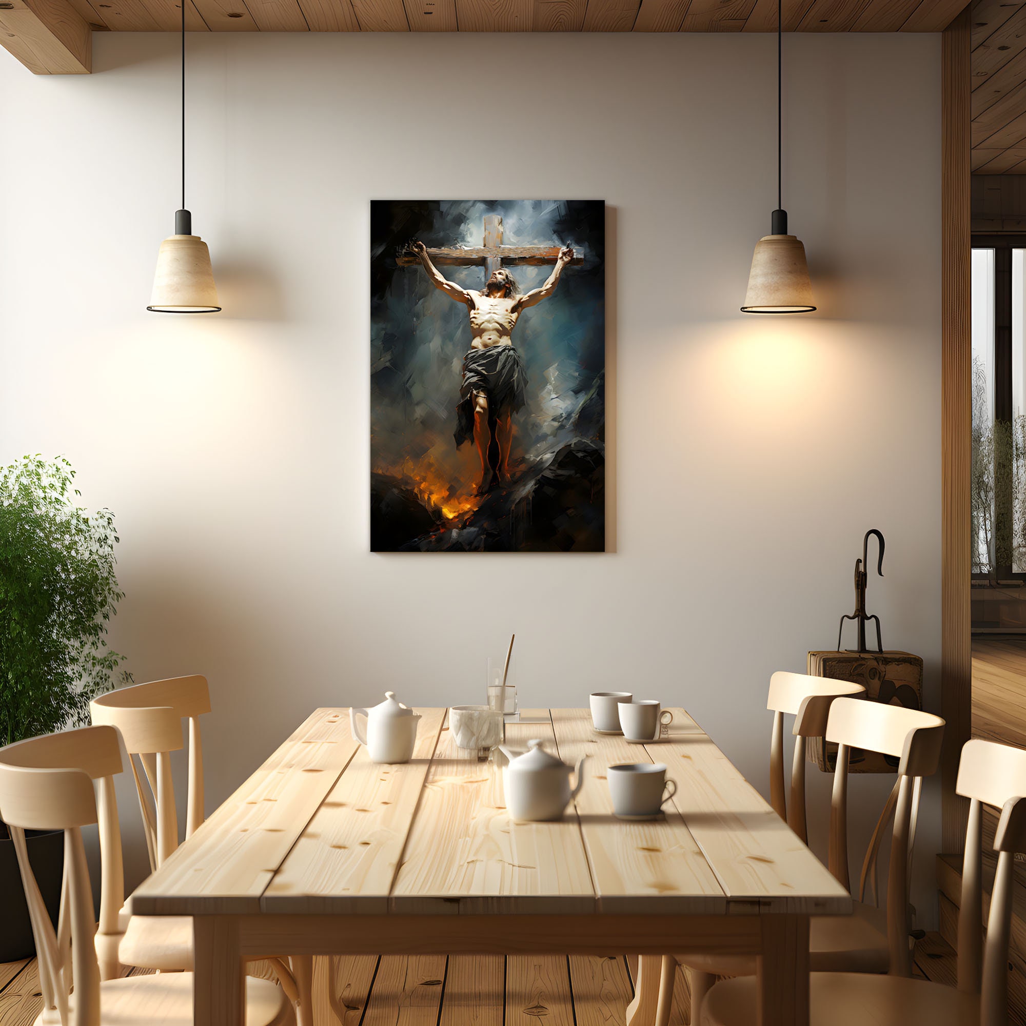 Jesus Christ on the Cross Crucifixion Oil Painting Print Framed Canvas ...