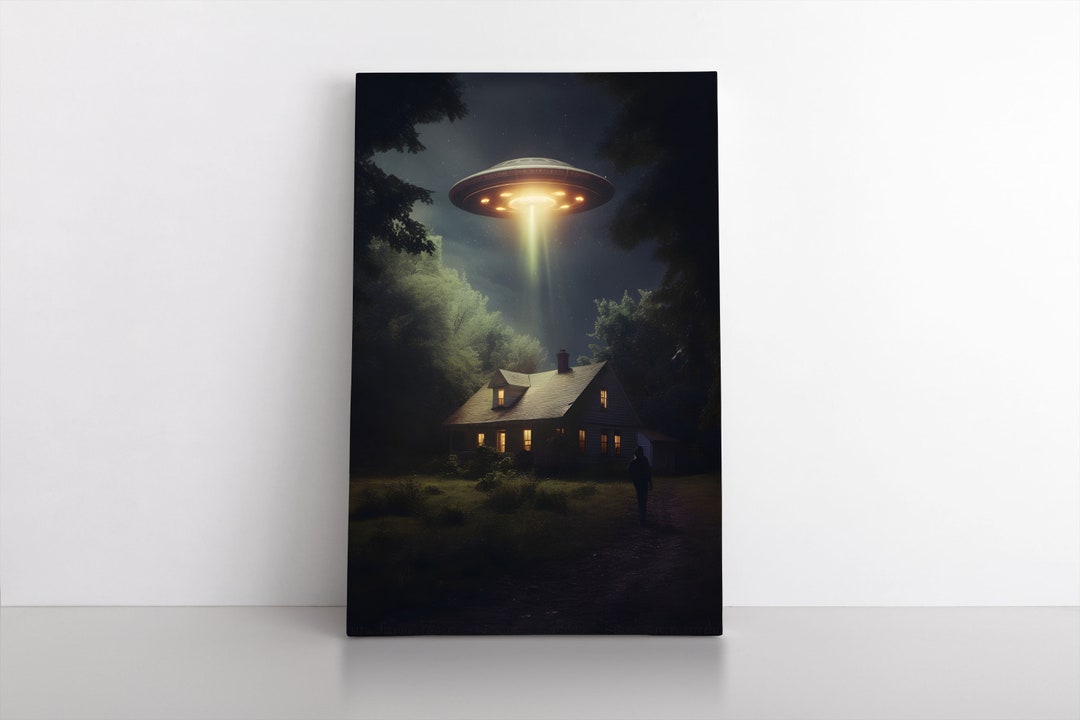 Alien Abduction UFO Wall Art Print on Canvas Extraterrestrial Aliens ...