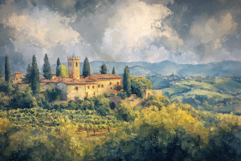 Tuscan Vineyard Canvas Art – Italian Countryside Winery Landscape - Etsy