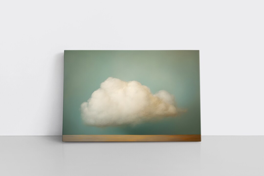 Minimalist Cloud Painting Print on Framed Canvas | Abstract Blue Sky ...