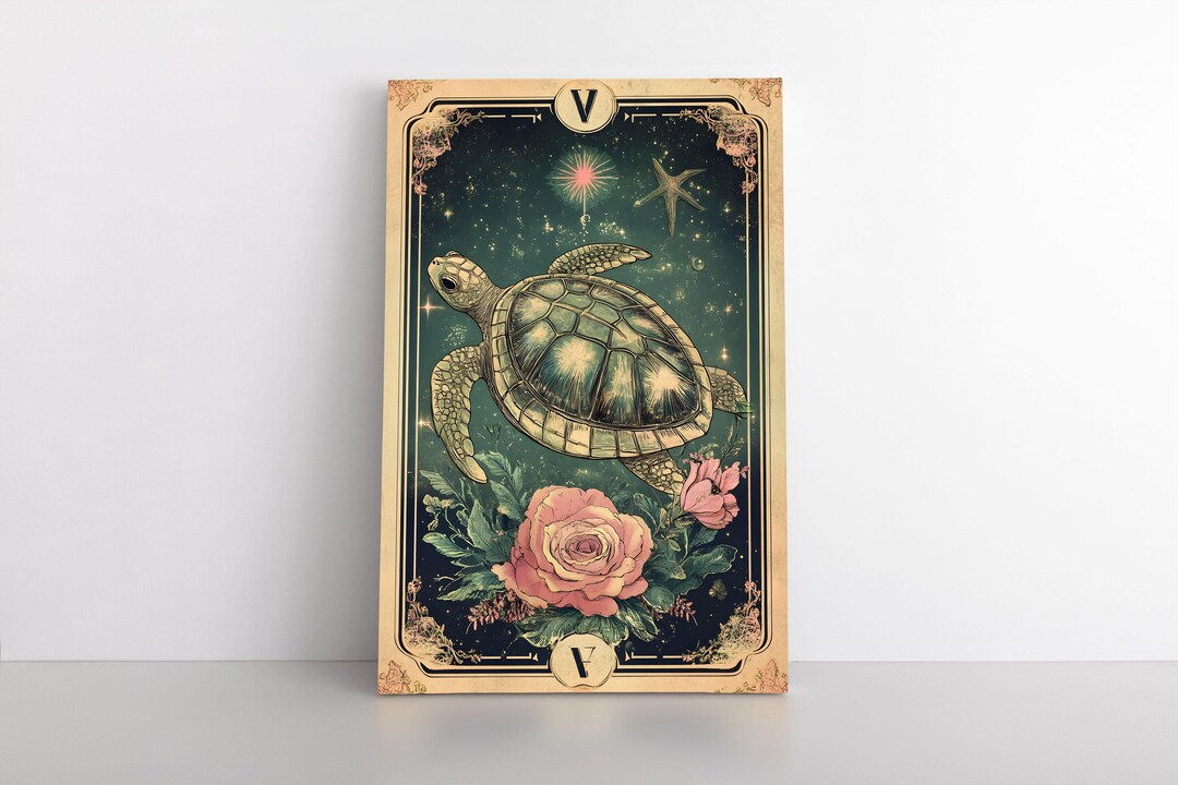 Tarot Card Inspired Sea Turtle Canvas Wall Art Print Ocean Animals ...
