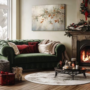 Vintage Rustic Holly Mistletoe Painting Print Framed Canvas Wall Art ...