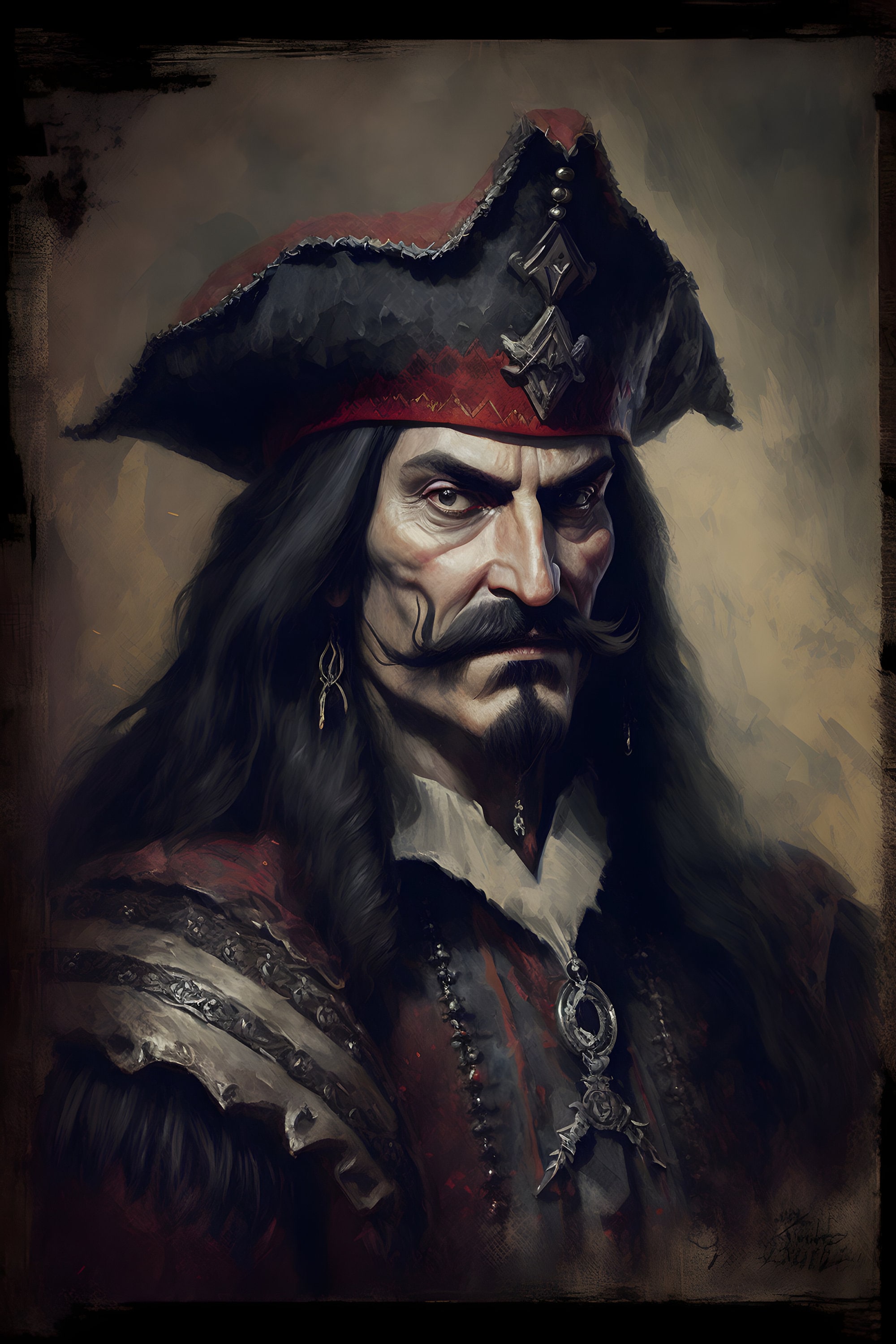 Pirate Portrait Painting Print on Canvas Wall Art Vintage - Etsy