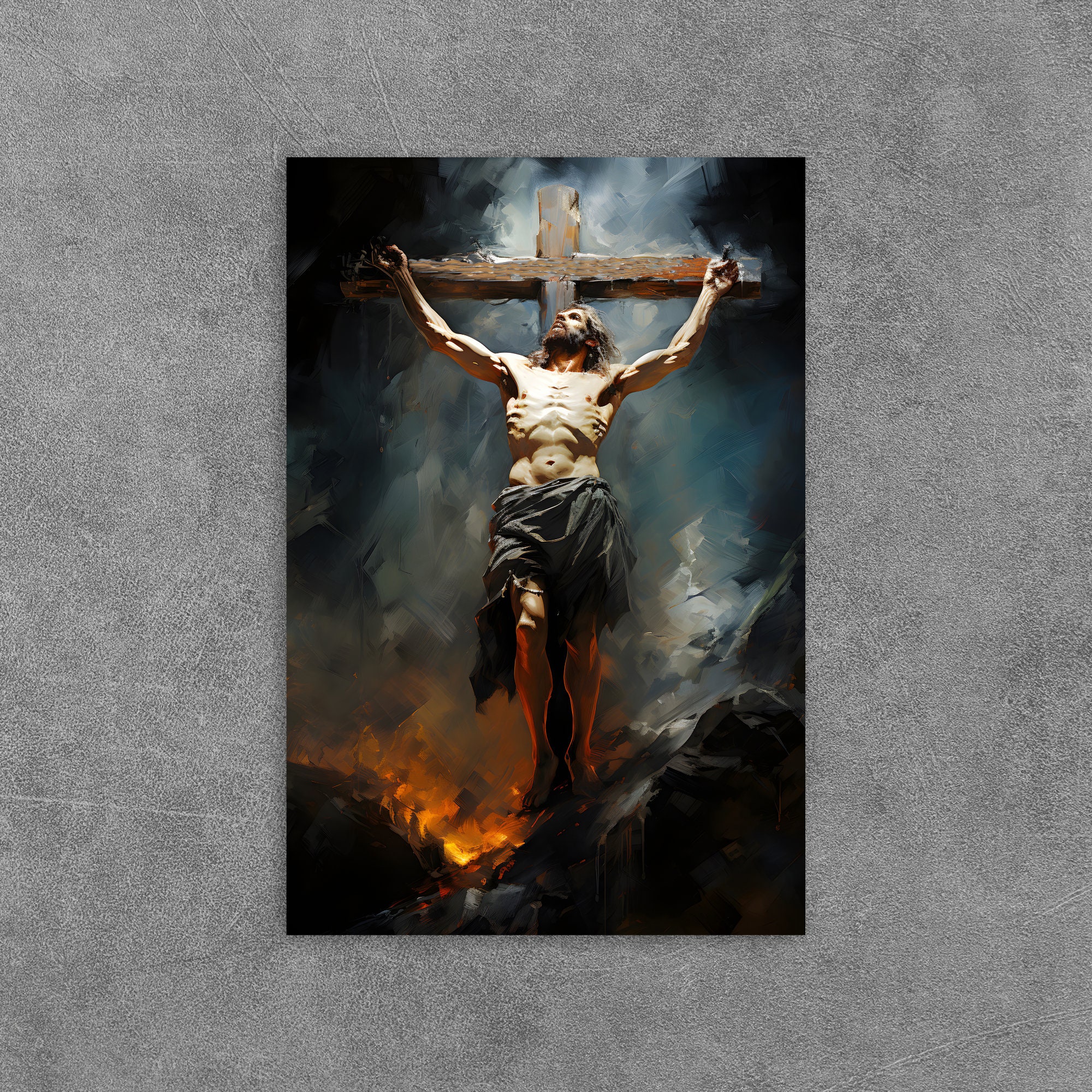 Jesus Christ on the Cross Crucifixion Oil Painting Print - Etsy Australia