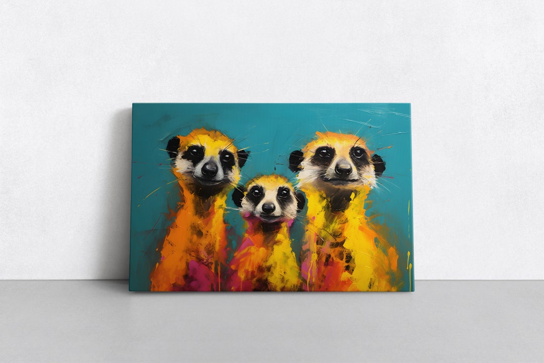 Cute Meerkats Oil Painting Canvas Wall Art Print | Animals Art Africa ...