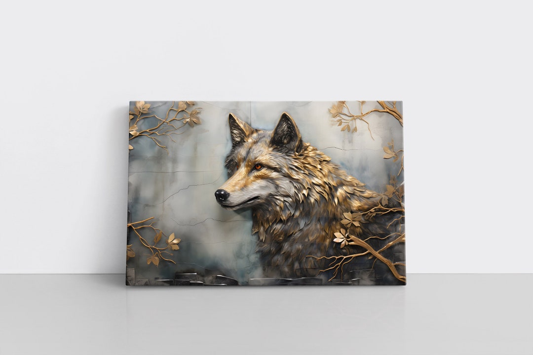 3D Wolf Canvas Wall Art Print Vintage Wolves Decor Spirit Wolf Animals ...