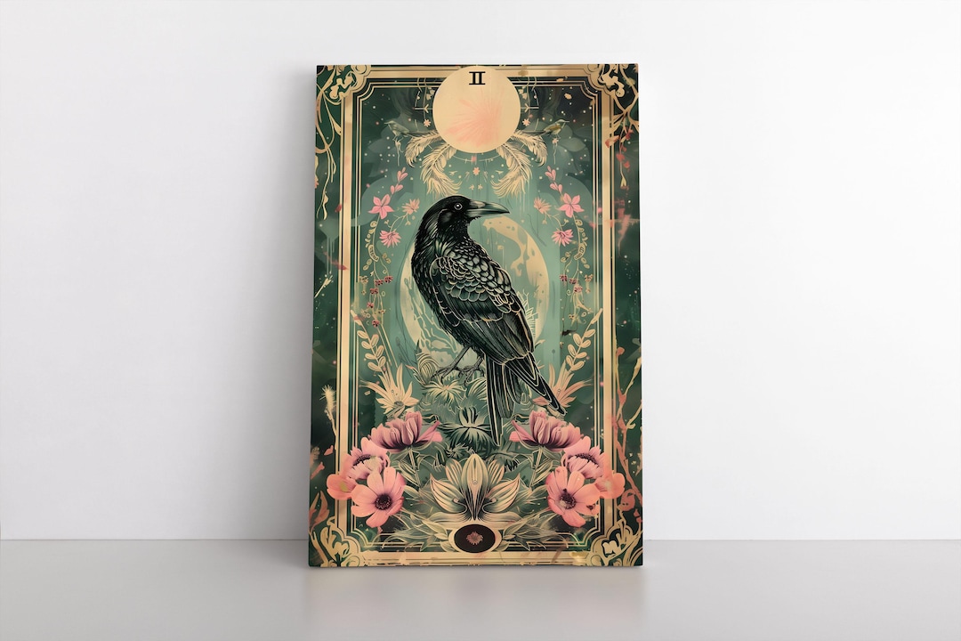 Spirit Crow Tarot Card Inspired Canvas Art Print | Celestial Earthy ...