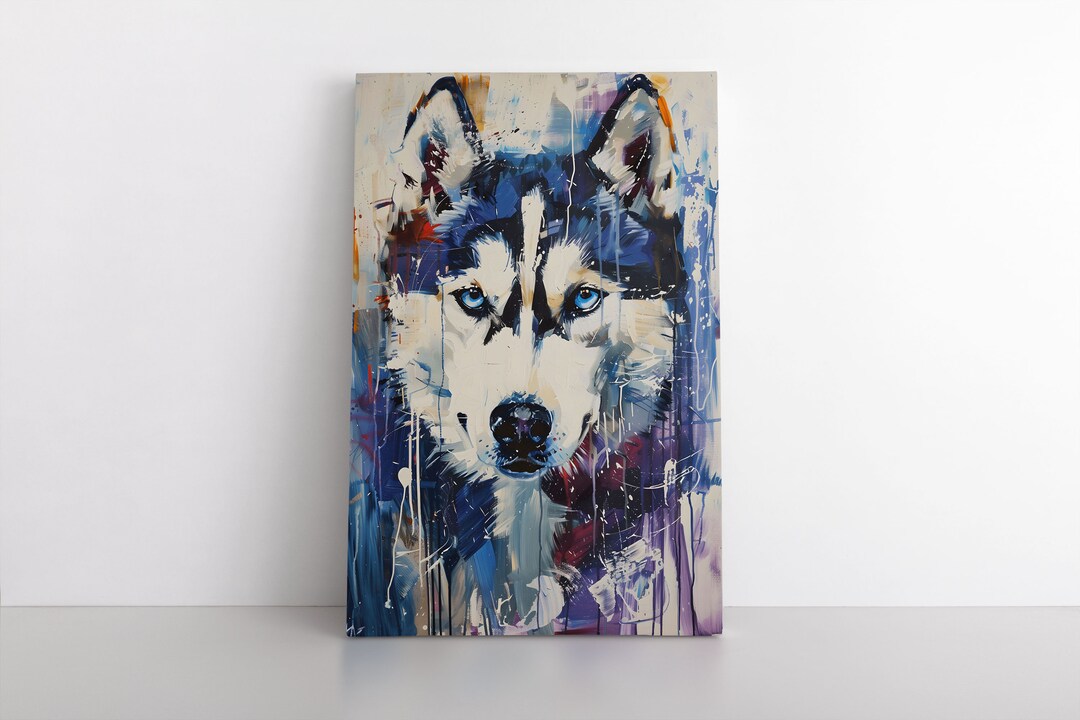 Abstract Siberian Husky Dog Portrait Oil Painting Print | Husky Dog ...