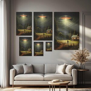UFO Alien Abduction Wall Art Print on Canvas Extraterrestrial Aliens ...