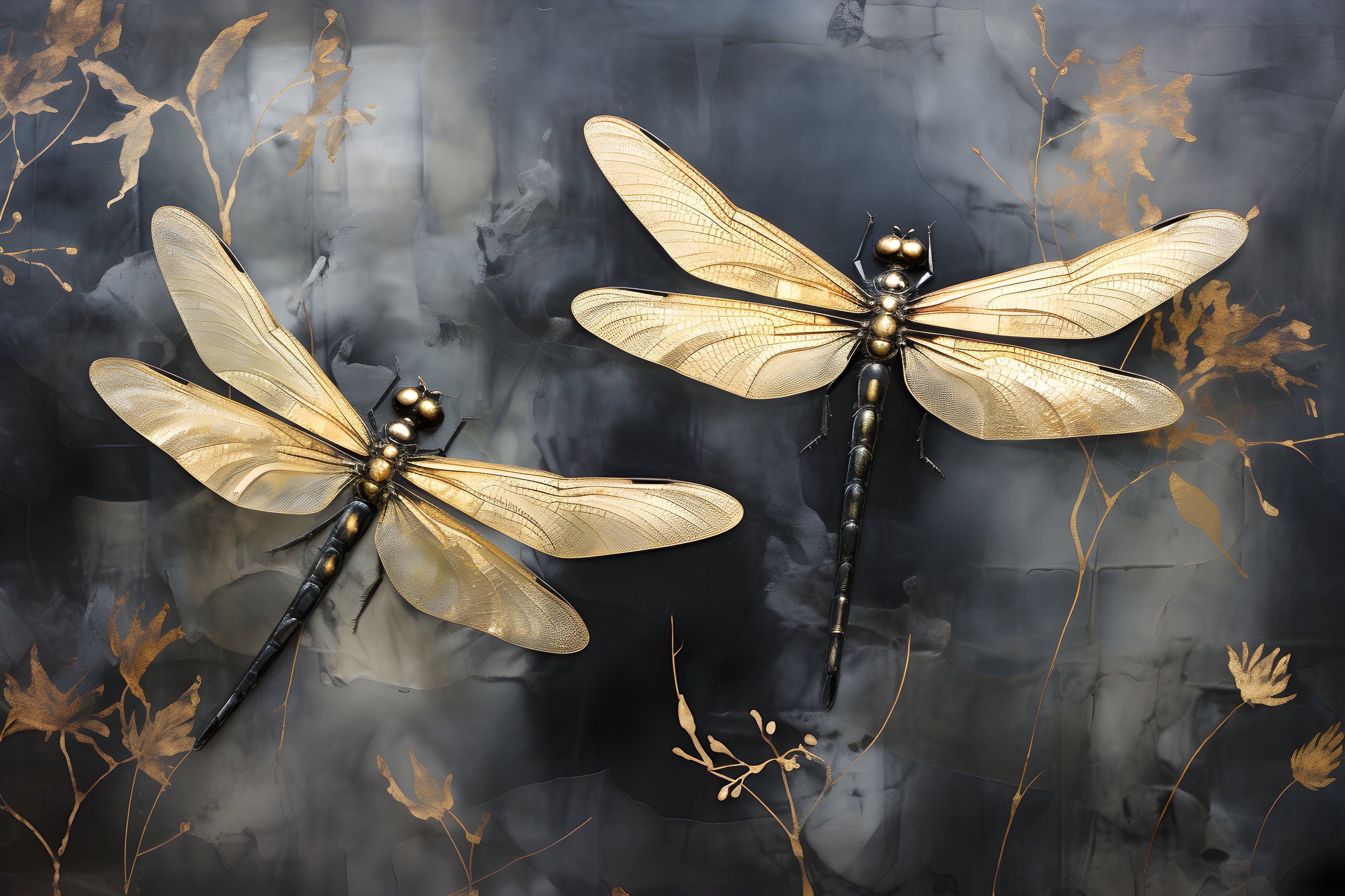 Modern Abstract Dragonflies Minimalist Canvas Wall Art Print Home Decor ...