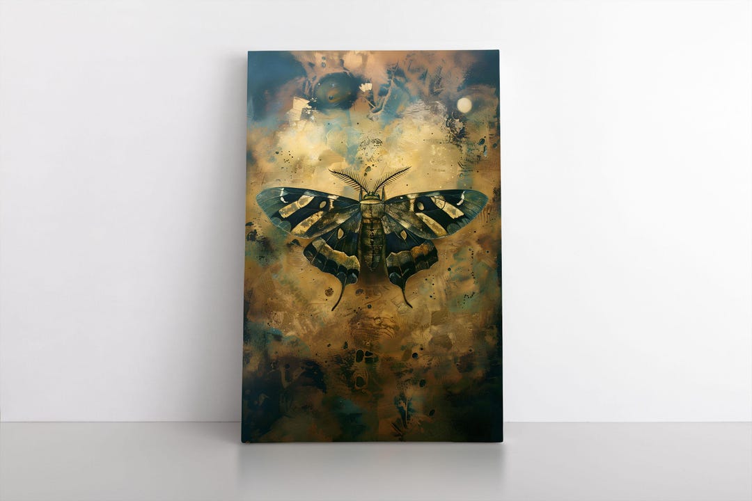 Trendy Abstract Moth Oil Painting on Canvas Wall Art Print | Earthy ...