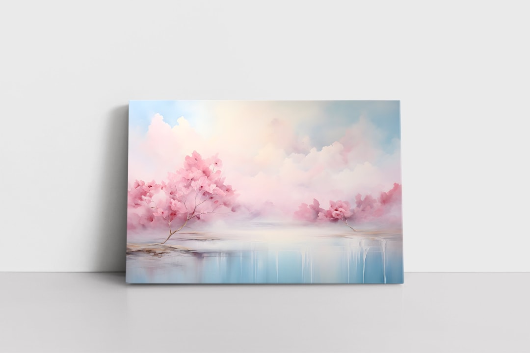 Calming Peaceful Serene Oil Painting Print on Framed Canvas Wall Art ...