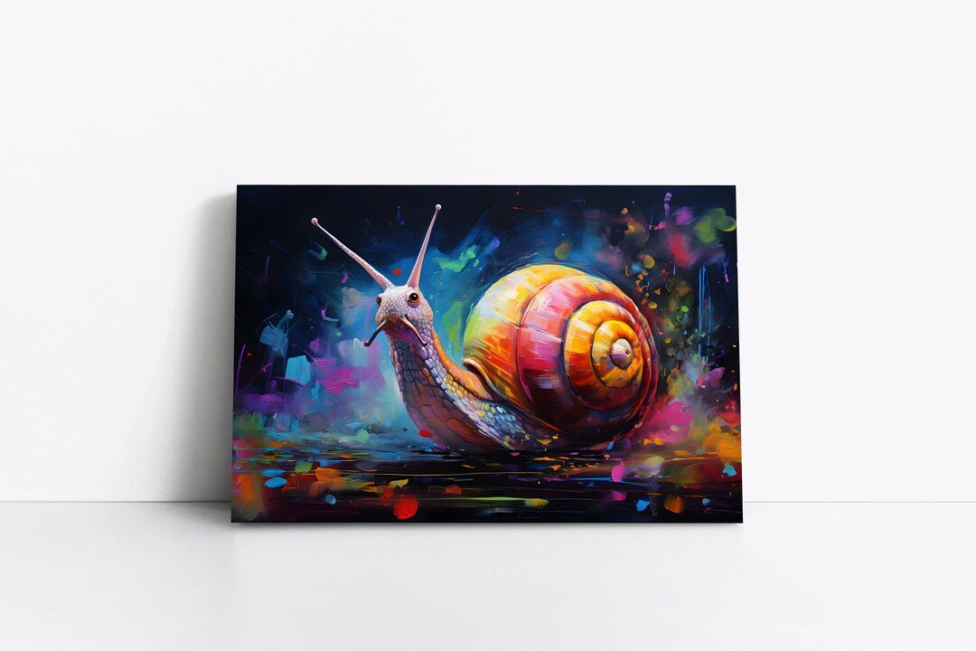 Colorful Snail Oil Painting Print on Framed Canvas Wall Art Home Decor ...
