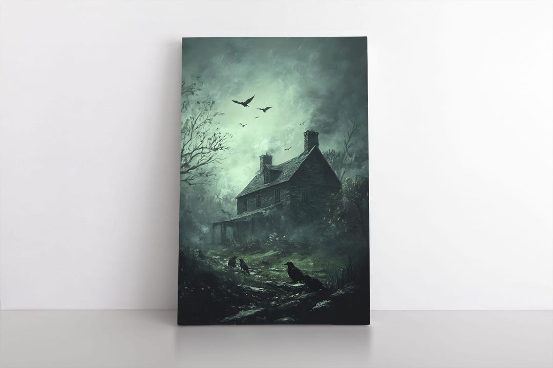 Undead Haunted House With Ravens Halloween Artwork Spooky Creepy Scary ...