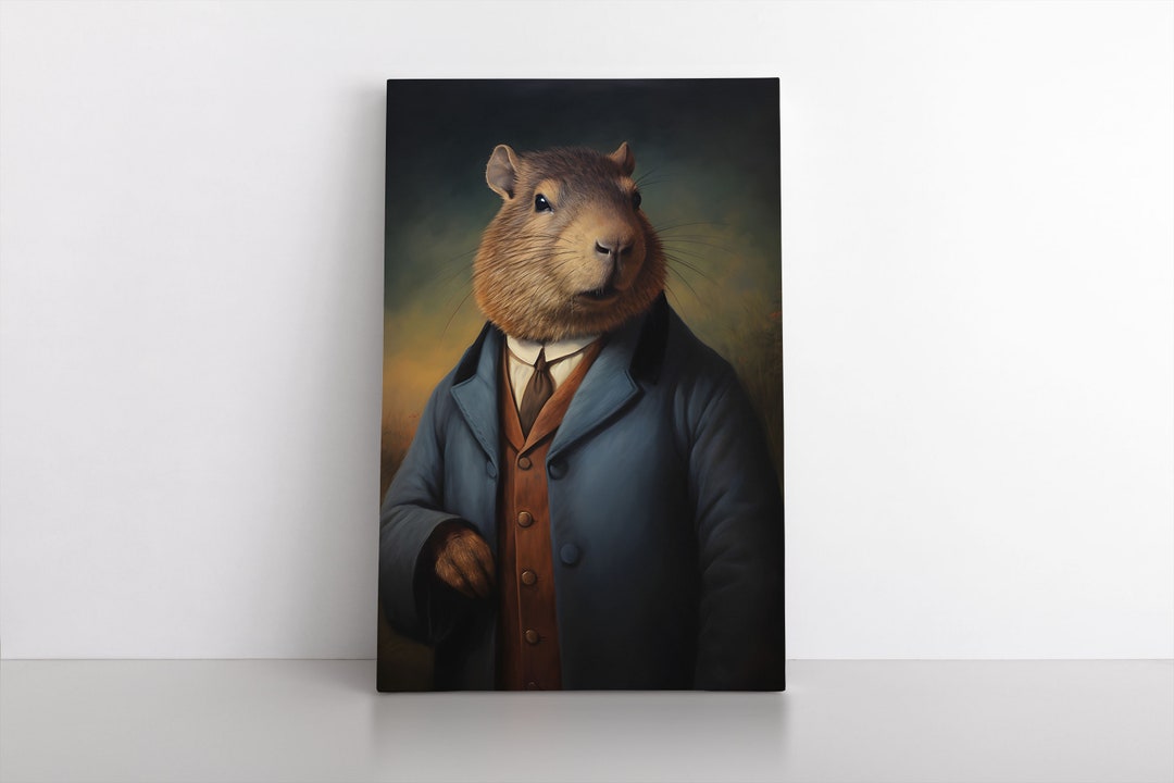 Funny Victorian Capybara Painting Print on Framed Canvas Wall Art Cute ...