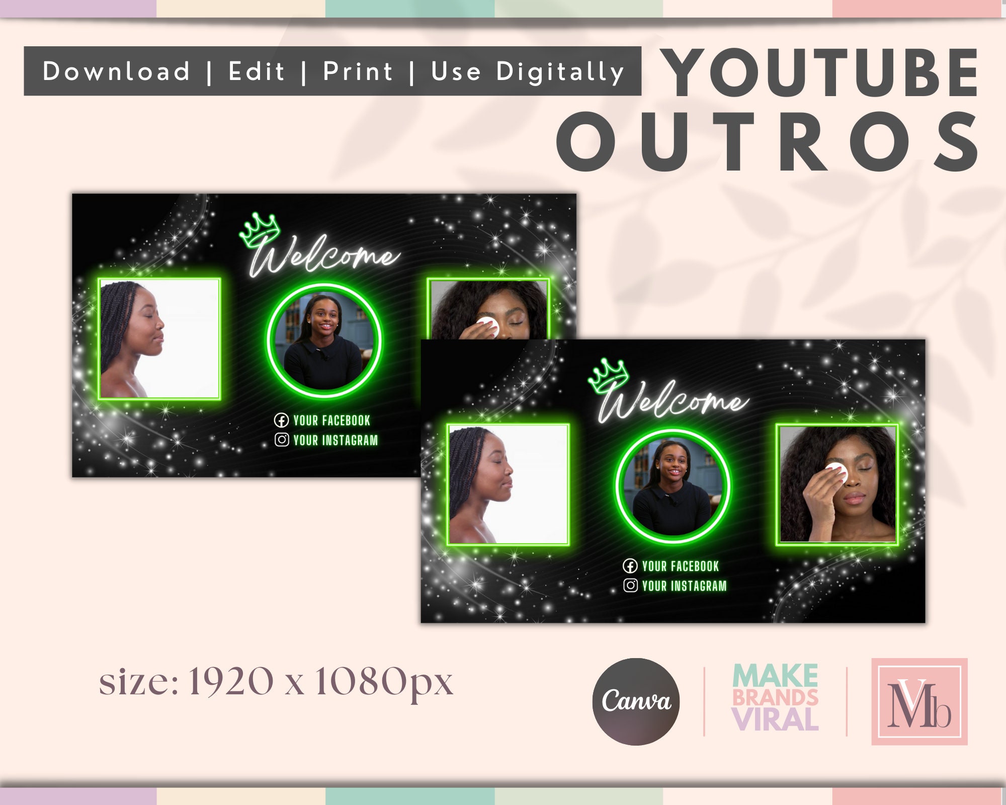 Neon Green Youtube Branding Kit Gaming, Editable Banners, Animated ...