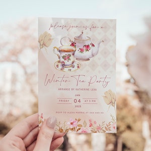 Editable Minimalist Tea Party Invitation Template, High Tea Invitation ...