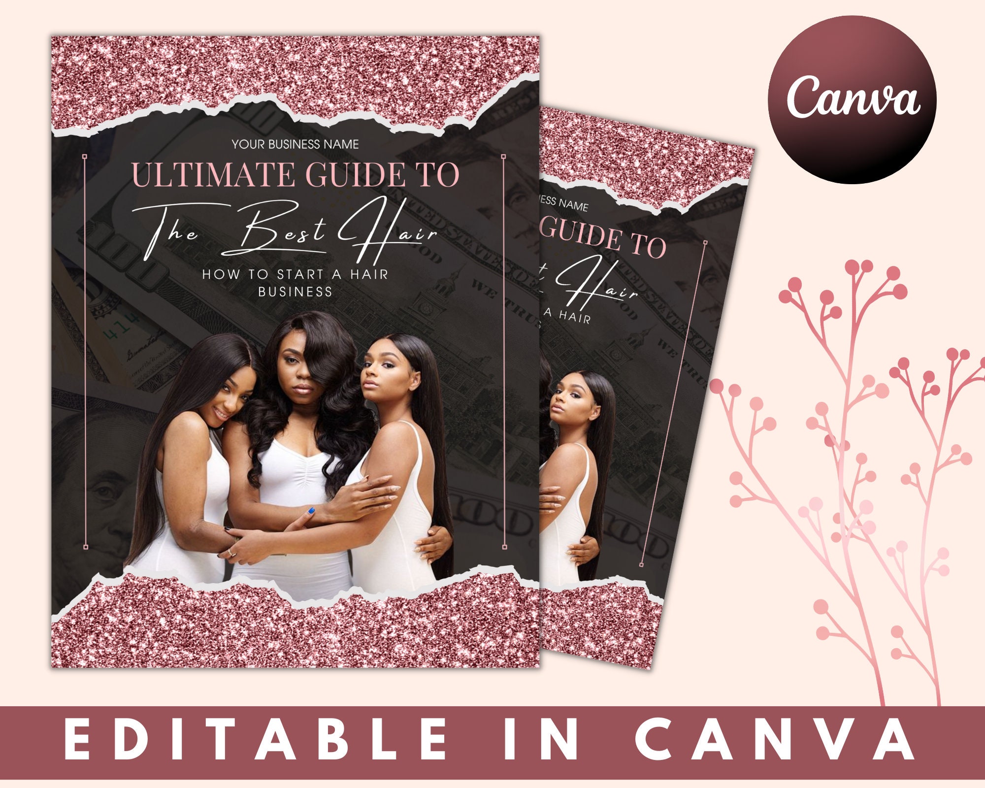 Editable Ebook Cover Template, Lash Business Ebook Cover, Hair Business ...