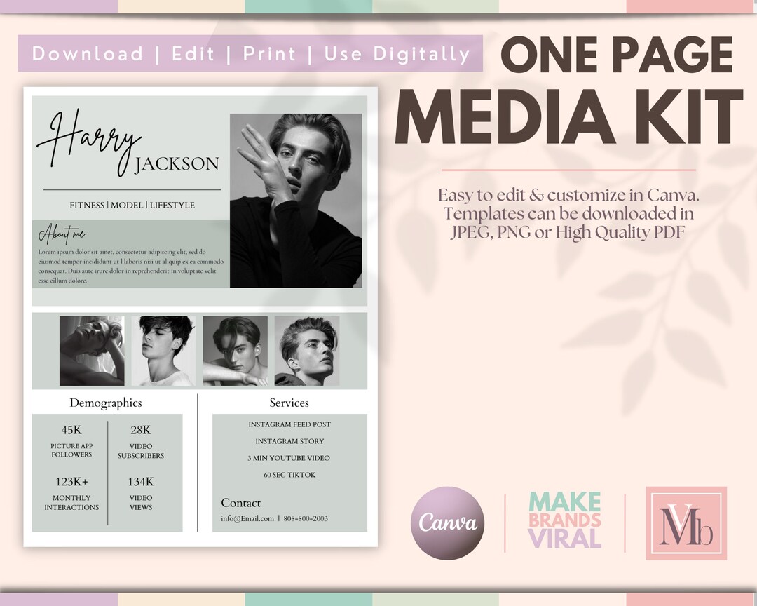 Digital Media Kit Template, Media Kit Influencer, Influencer Rate Card ...