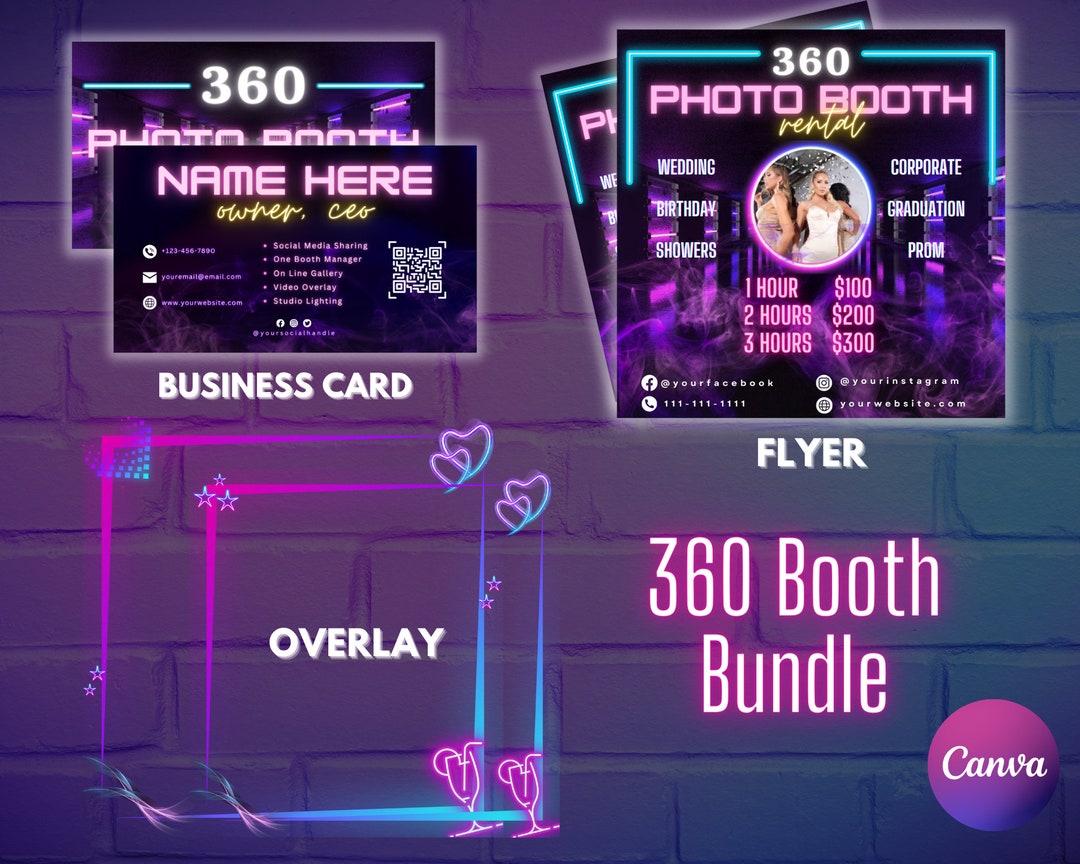 Animated 360 Photo Booth Flyer Bundle, Event Photography Rental Party ...