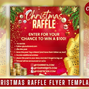 Christmas Raffle Giveaway,raffle Ticket Template,holiday Giveaway ...