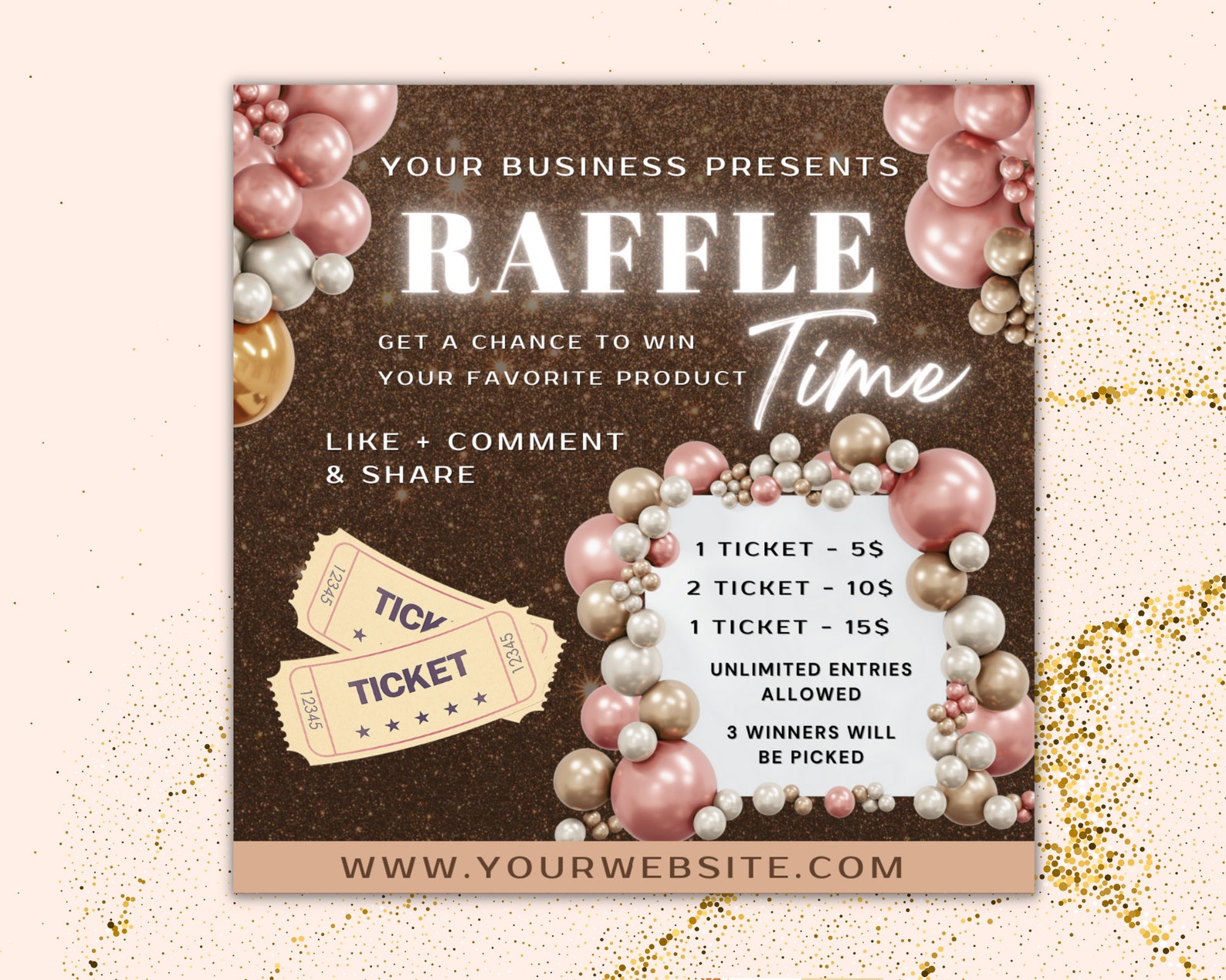 Raffle Ticket Template, Flyer Template, Instagram Flyer, Hair Raffle ...