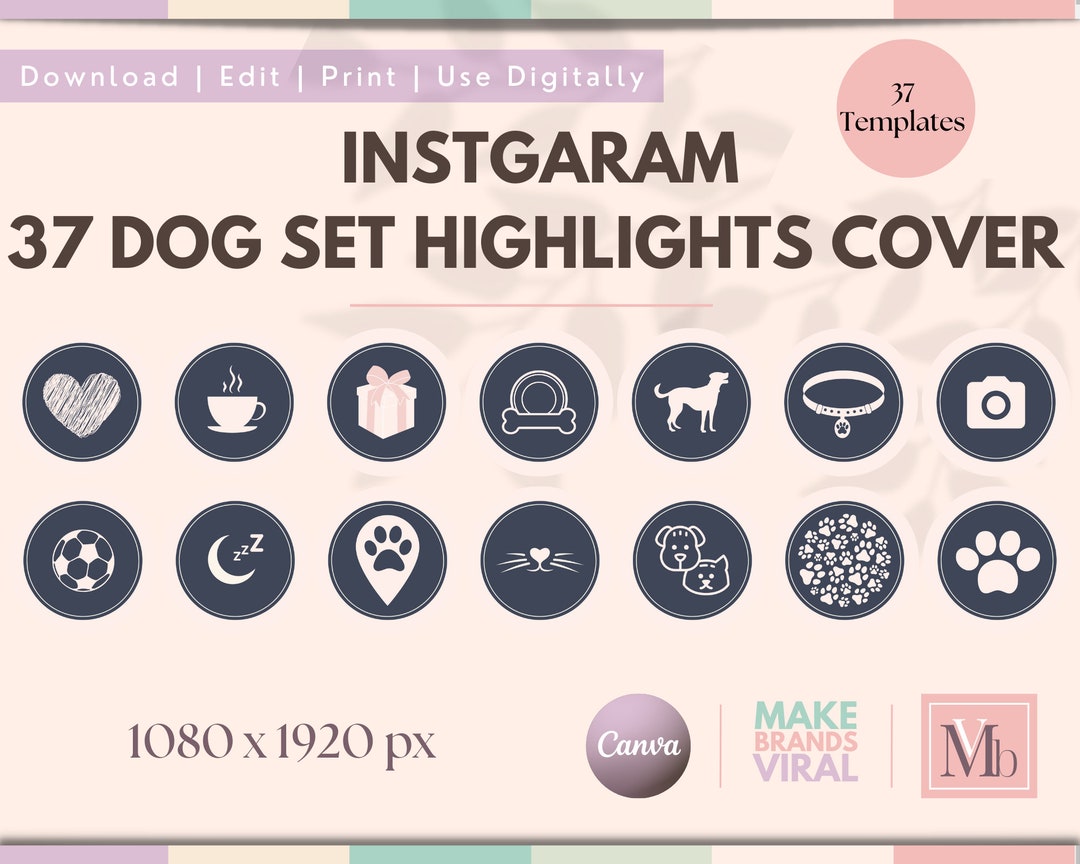 37 Set Dog Instagram Highlight Icons Unique Watercolor Dog Icons Pet ...