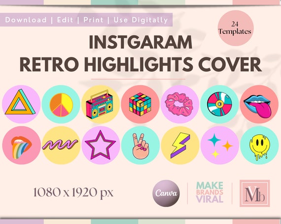24 Retro Instagram Highlight Cover Icons Groovy Highlight - Etsy