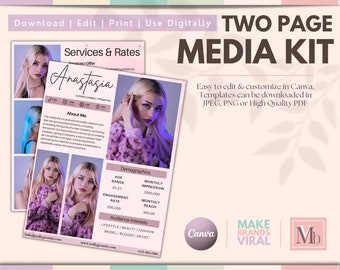 Media Kit & Rate Card Template Influencer Tools - Etsy