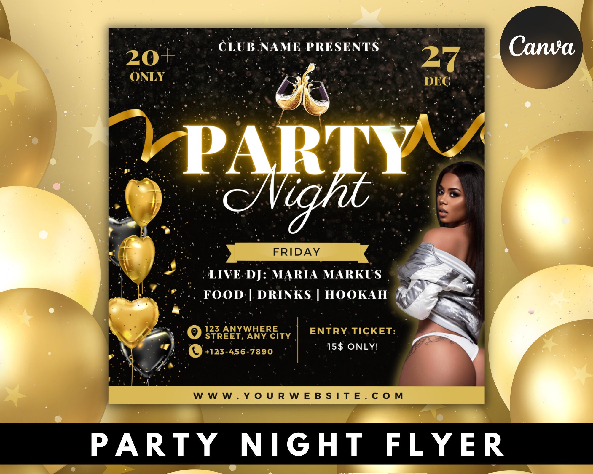 Editable Party Night Flyer Bar Flyer Club Flyer Dj Disco Flyer Night Club Flyer Event Flyer