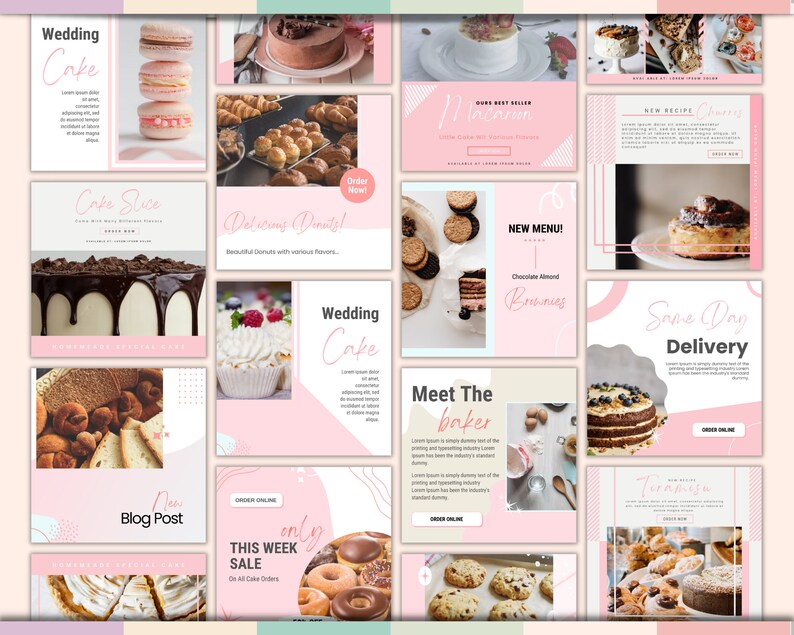 Instagram Bakery Template Bundle| Pink Instagram, Bake Shop Branding ...