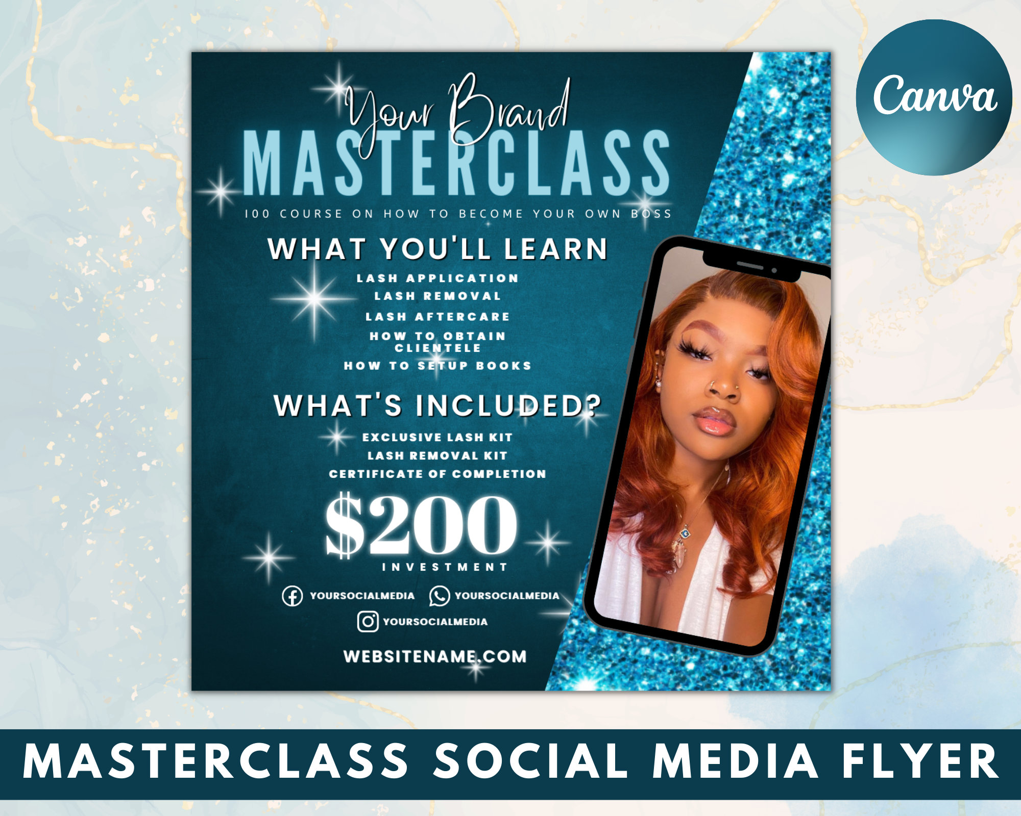 Masterclass Social Media Flyer, Makeup Branding Template - Etsy
