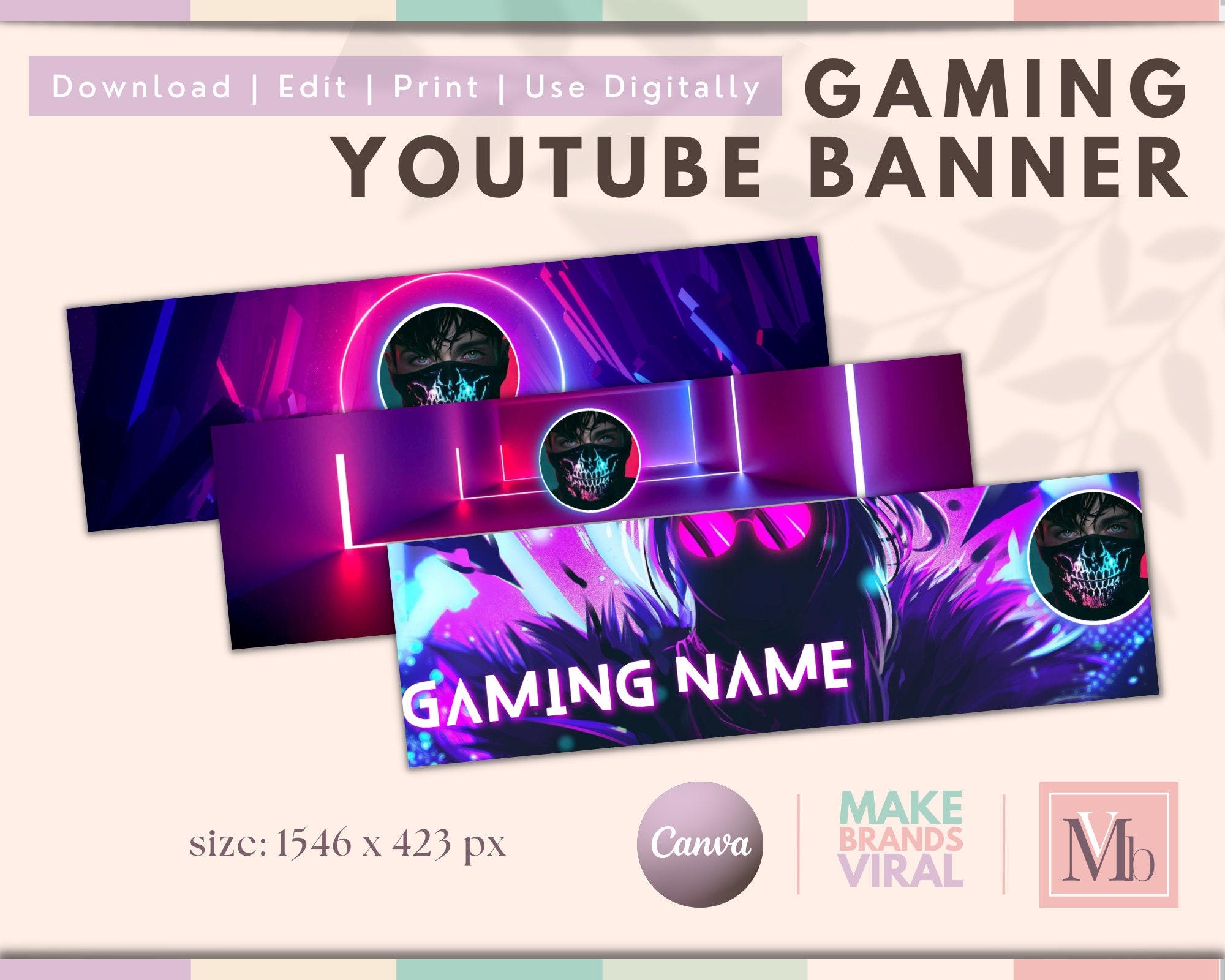 Youtube Banner Gaming | Gaming Branding Kit, Gaming Channel Kit, Gaming ...