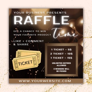 Customizable Raffle Ticket Flyer, Social Media Giveaway Template (canva ...