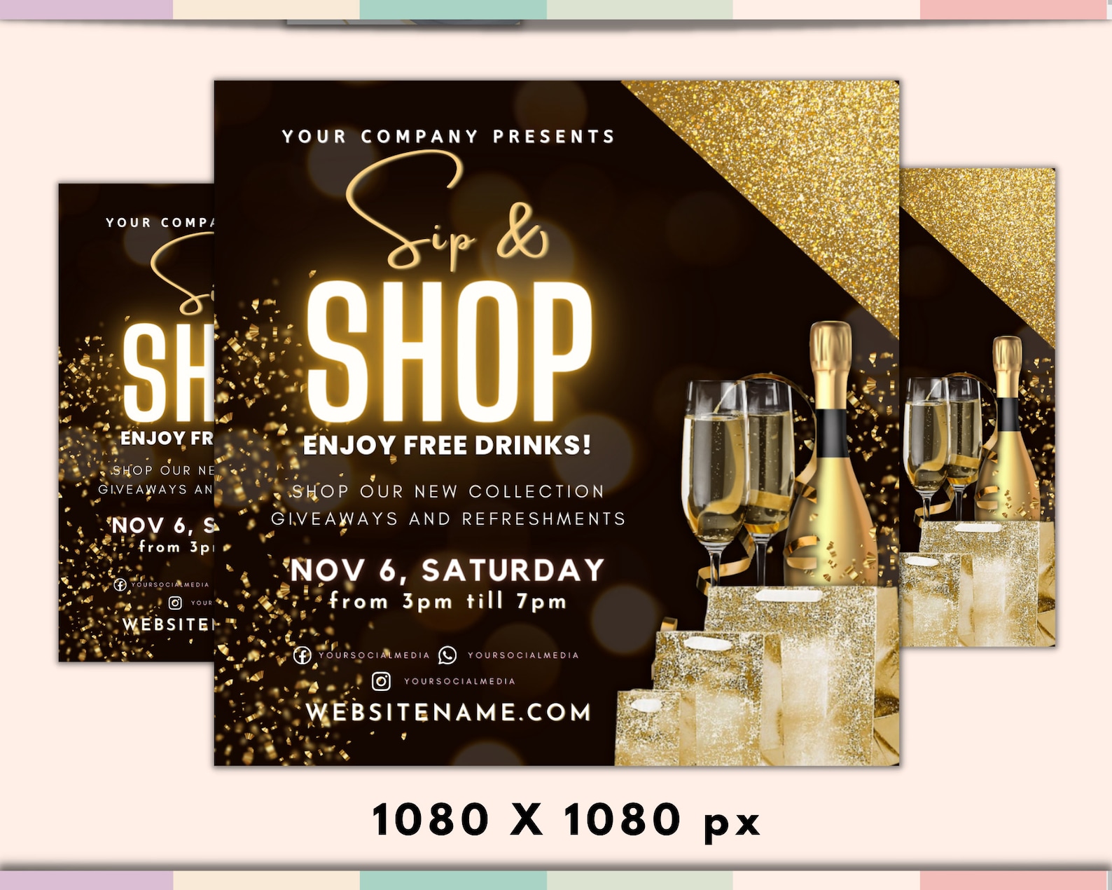 Editable Diy Sip and Shop Flyer Template, Sale Flyer Template, Sip and ...