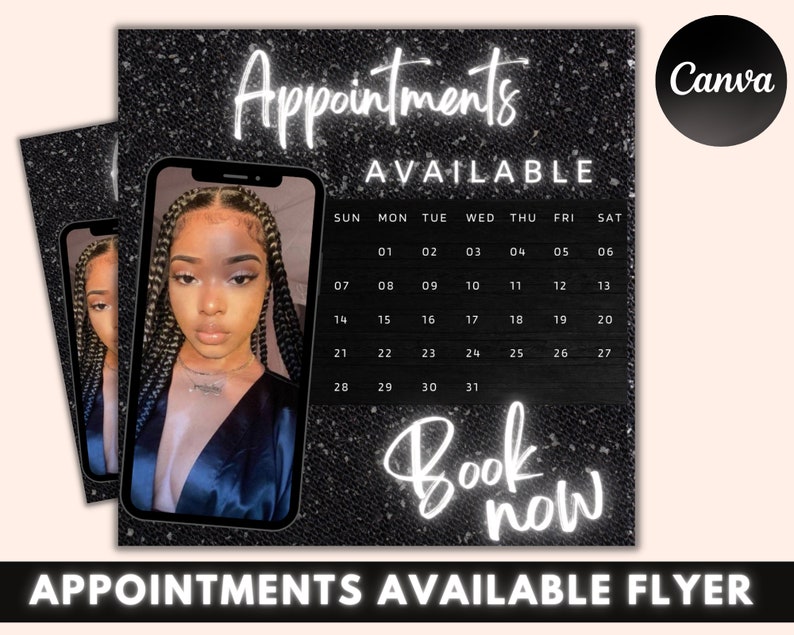 Appointment Available Flyer, DIY Flyer, Book Now Flyer, Beauty Flyer ...