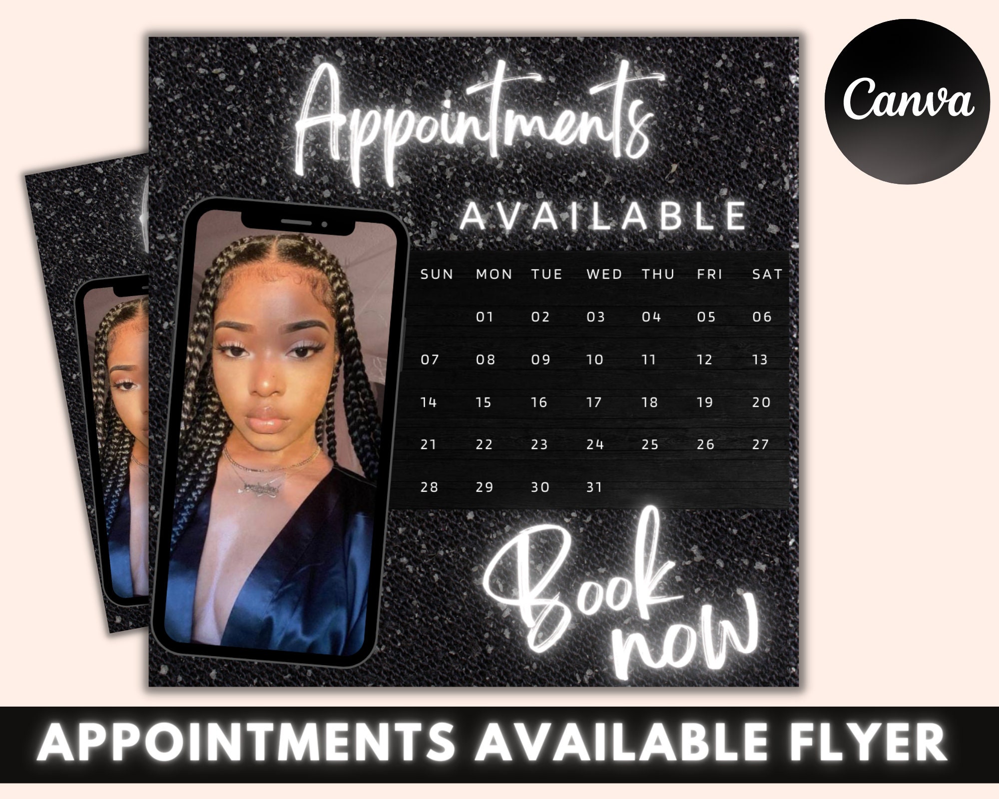 Appointment Available Flyer, DIY Flyer, Book Now Flyer, Beauty Flyer ...