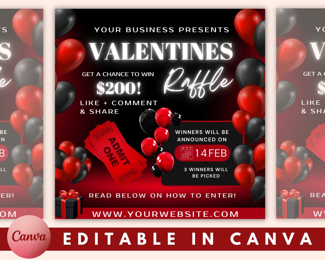 Valentines Day Raffle Giveaway Flyer, Valentines Flyer, Raffle Flyer ...
