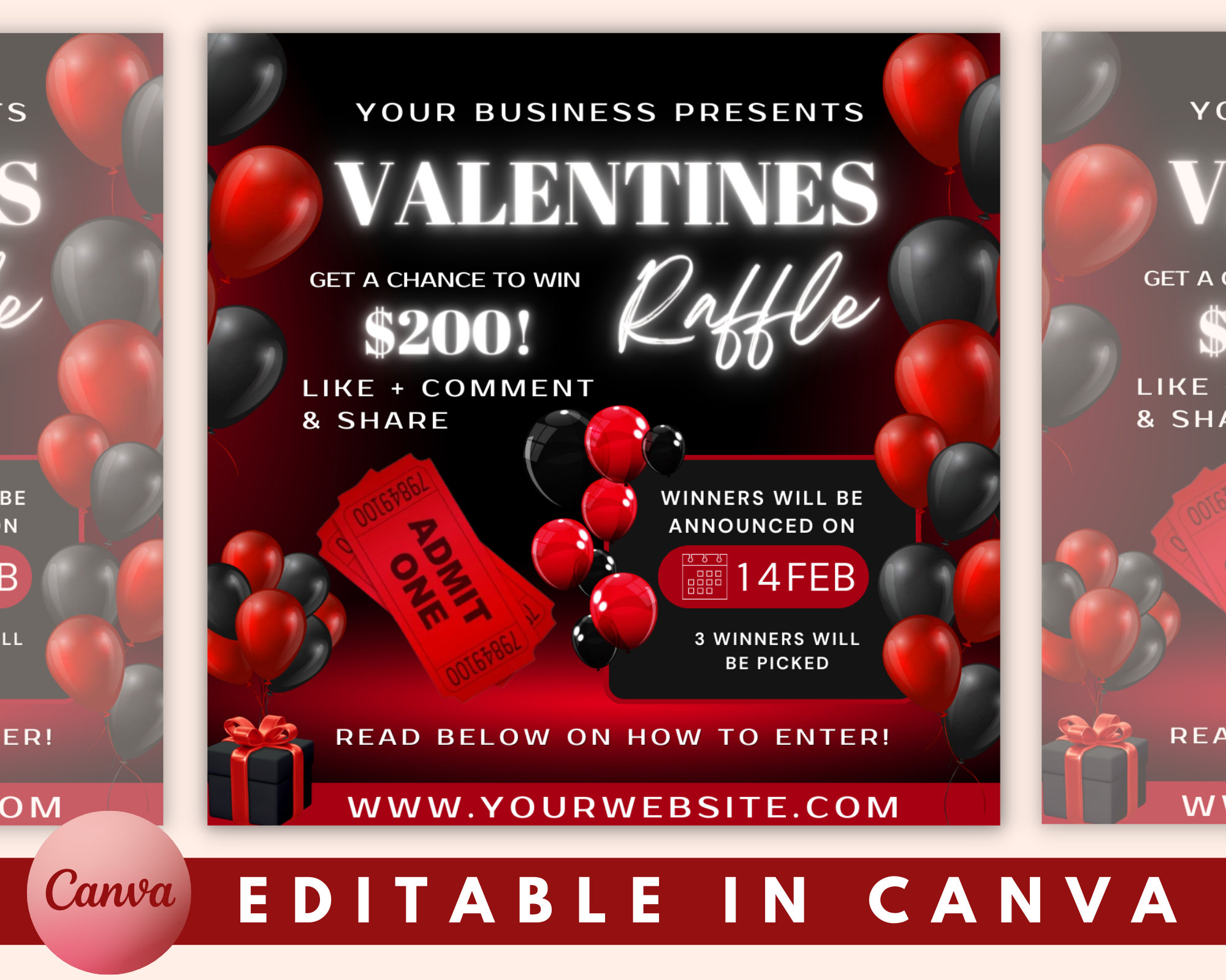 Valentines Day Raffle Giveaway Flyer, Valentines Flyer, Raffle Flyer ...