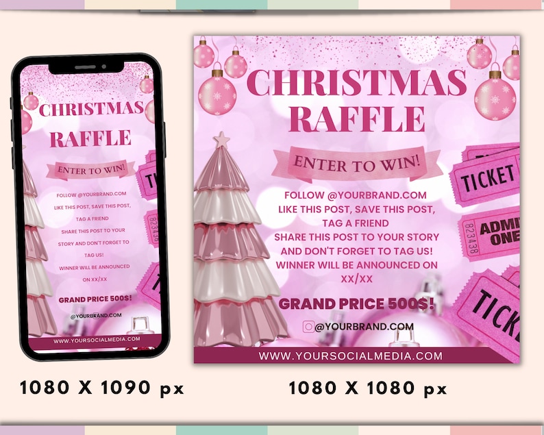 Christmas Raffle Flyer Template, Christmas Raffle Giveaway, Raffle ...