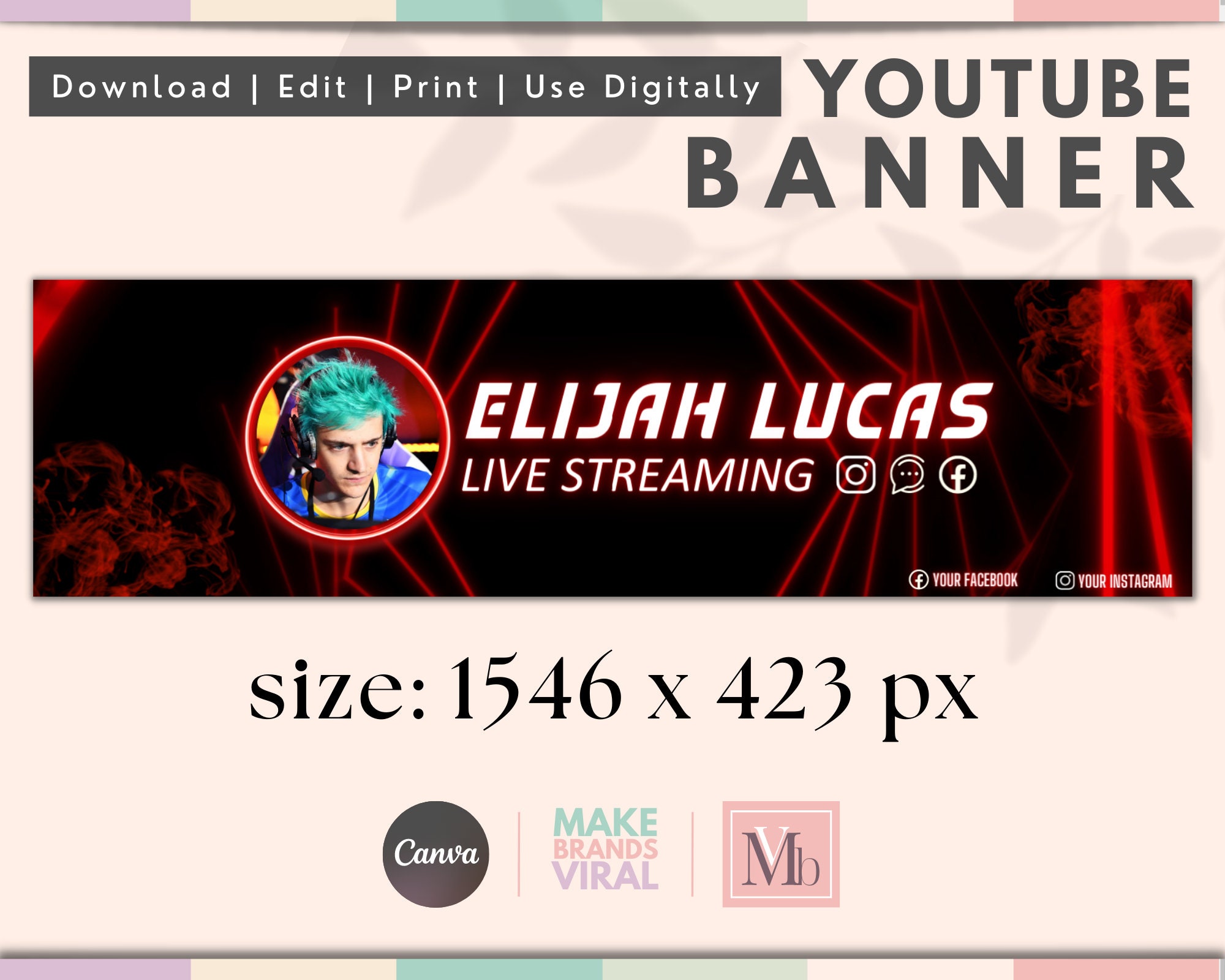 Gamer Youtuber Branding Kit, Editable Banners, Animated Intro and Outro ...