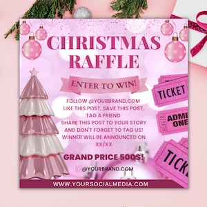 Christmas Raffle Flyer Template, Christmas Raffle Giveaway, Raffle ...