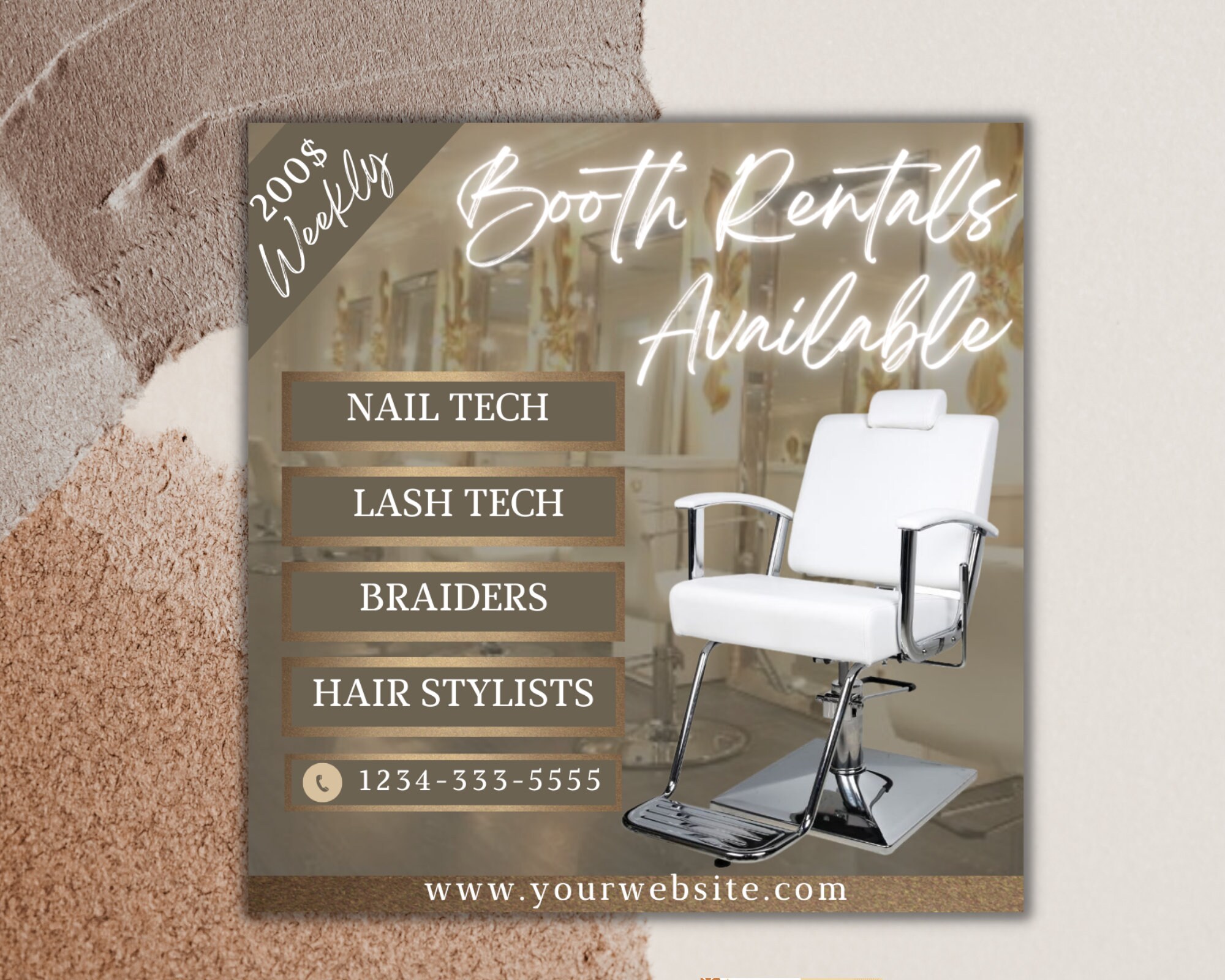 Beautician Flyer, Booth Rental Flyer, Booth Rental Post, Booth for Rent ...