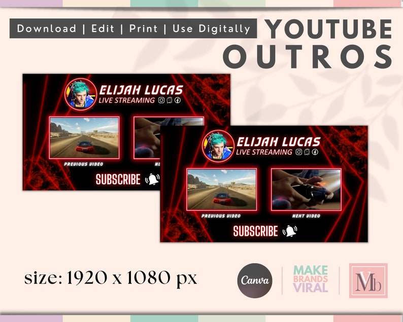 Gamer Youtuber Branding Kit, Editable Banners, Animated Intro and Outro ...