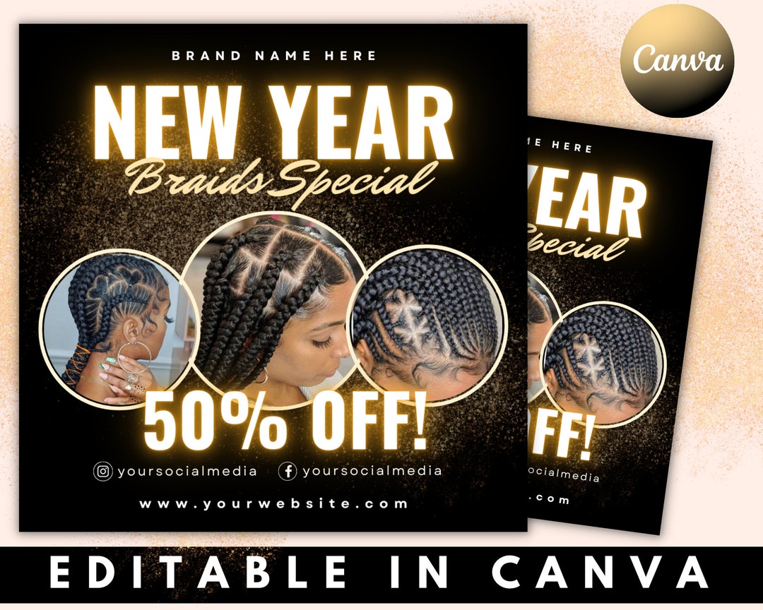 Braiding Flyer, Braids Flyer, Braids Special, New Years Specials Flyer ...