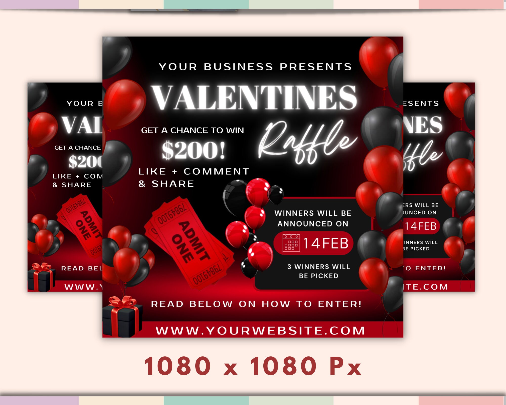 Valentines Day Raffle Giveaway Flyer, Valentines Flyer, Raffle Flyer ...