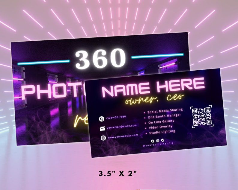 360 Photobooth Business Card Template, Booth Business Card, Editable ...