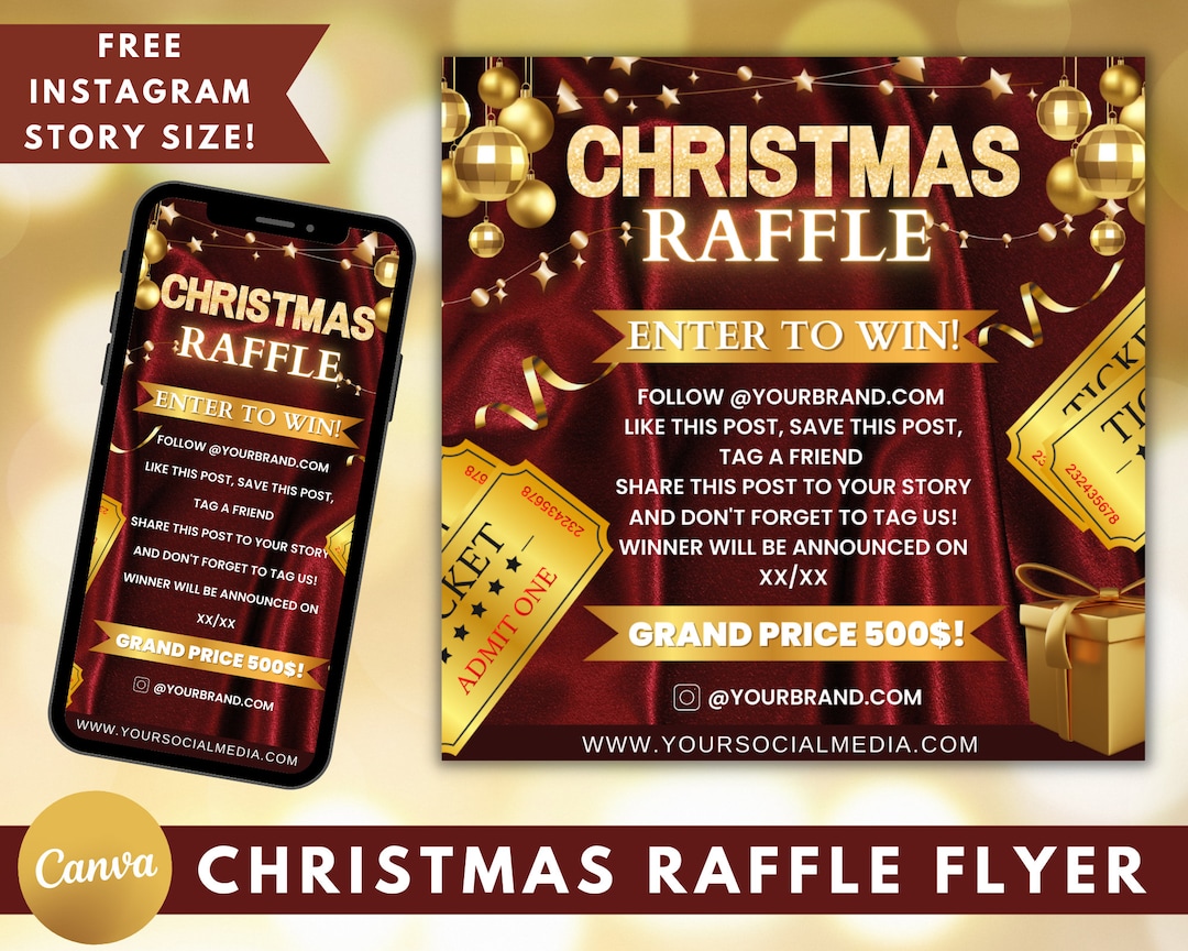 Christmas Raffle Flyer, Christmas Raffle Giveaway, Raffle Ticket ...
