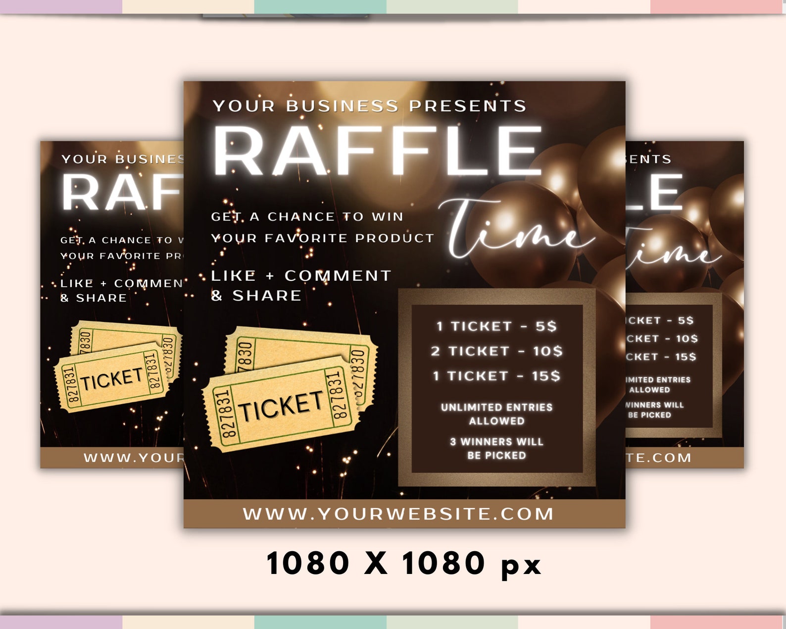 Customizable Raffle Ticket Flyer, Social Media Giveaway Template (canva ...