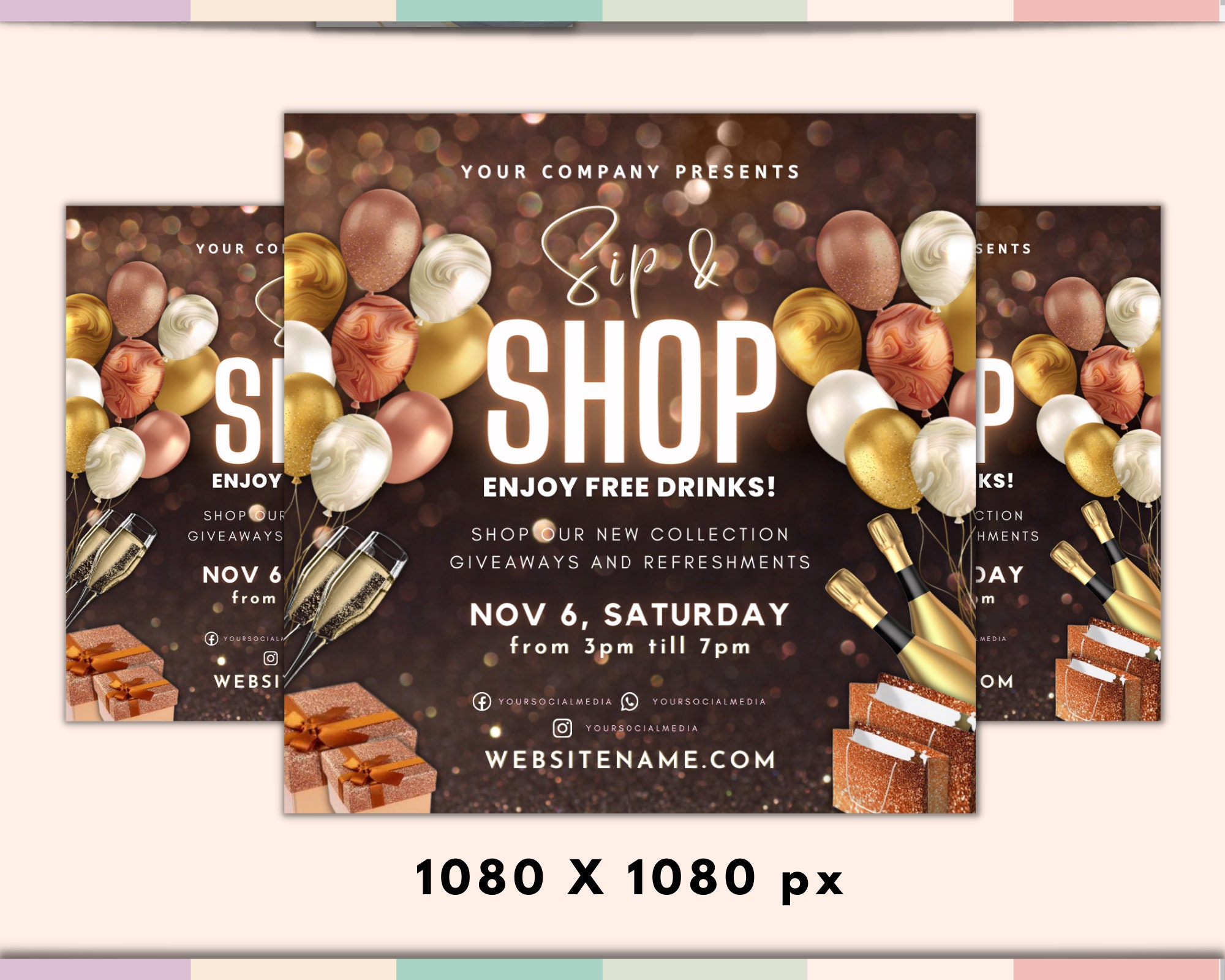 Sip and Shop Flyer, Sale Flyer Template, Shop Flyer, Sip and Shop, Diy ...